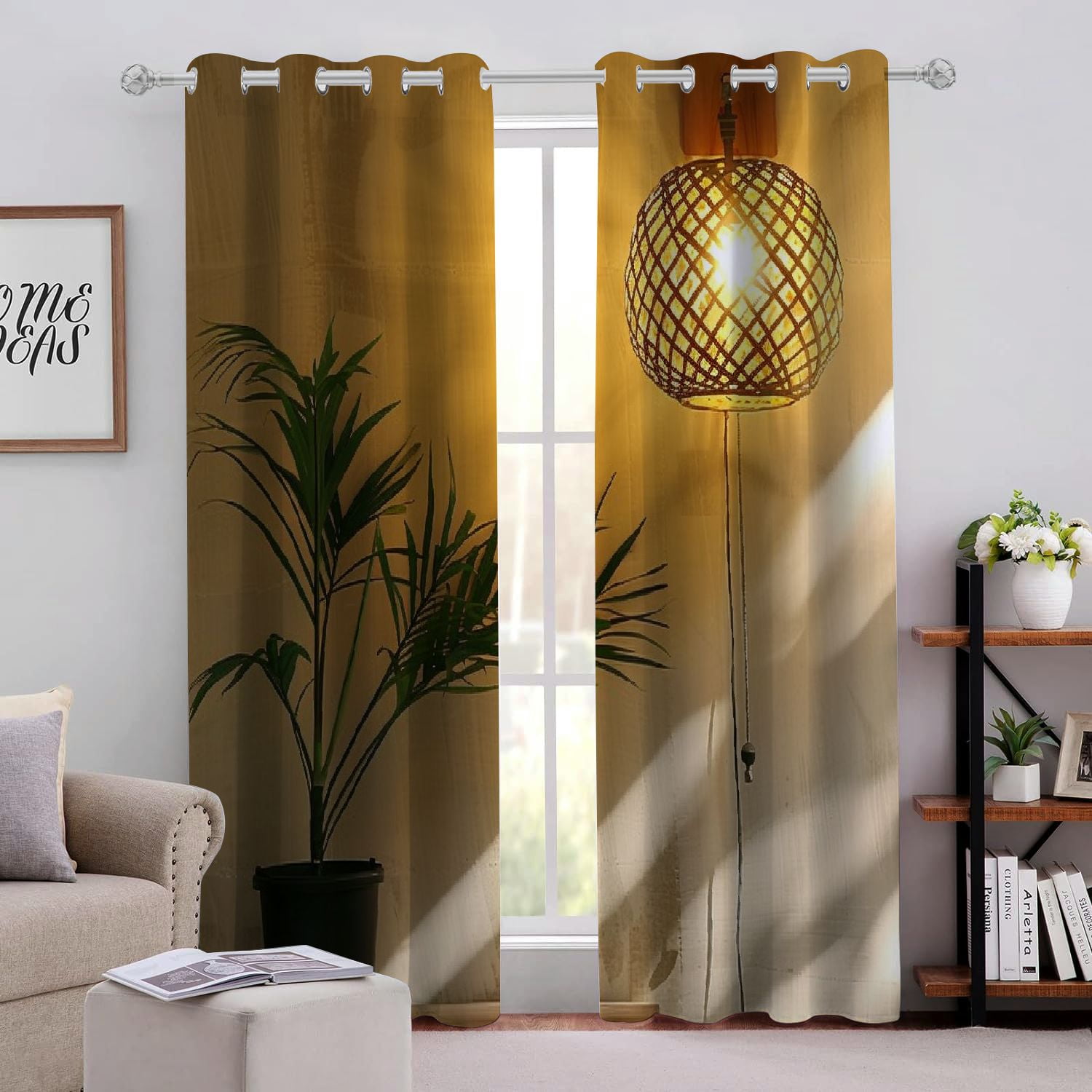Facannap Plant Perforated Blackout Curtains 2-Pack Fashionable Thermal ...