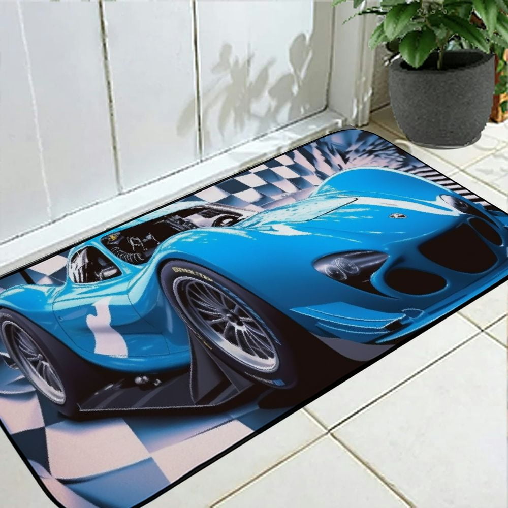 Facannap Race Car Square Felt Floor Mat for Home Entrance Outside Entry ...