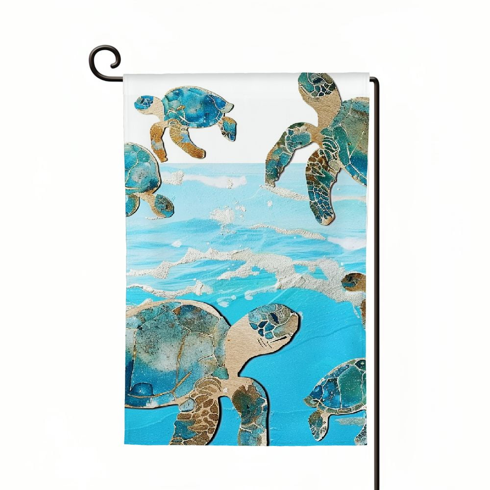 Facannap Sea Turtles Garden Flag 12x18in Burlap Yard Decorations White ...