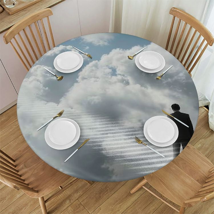 Facannap Shadow Round Tablecloth Set 100% Polyester Fiber - Table ...
