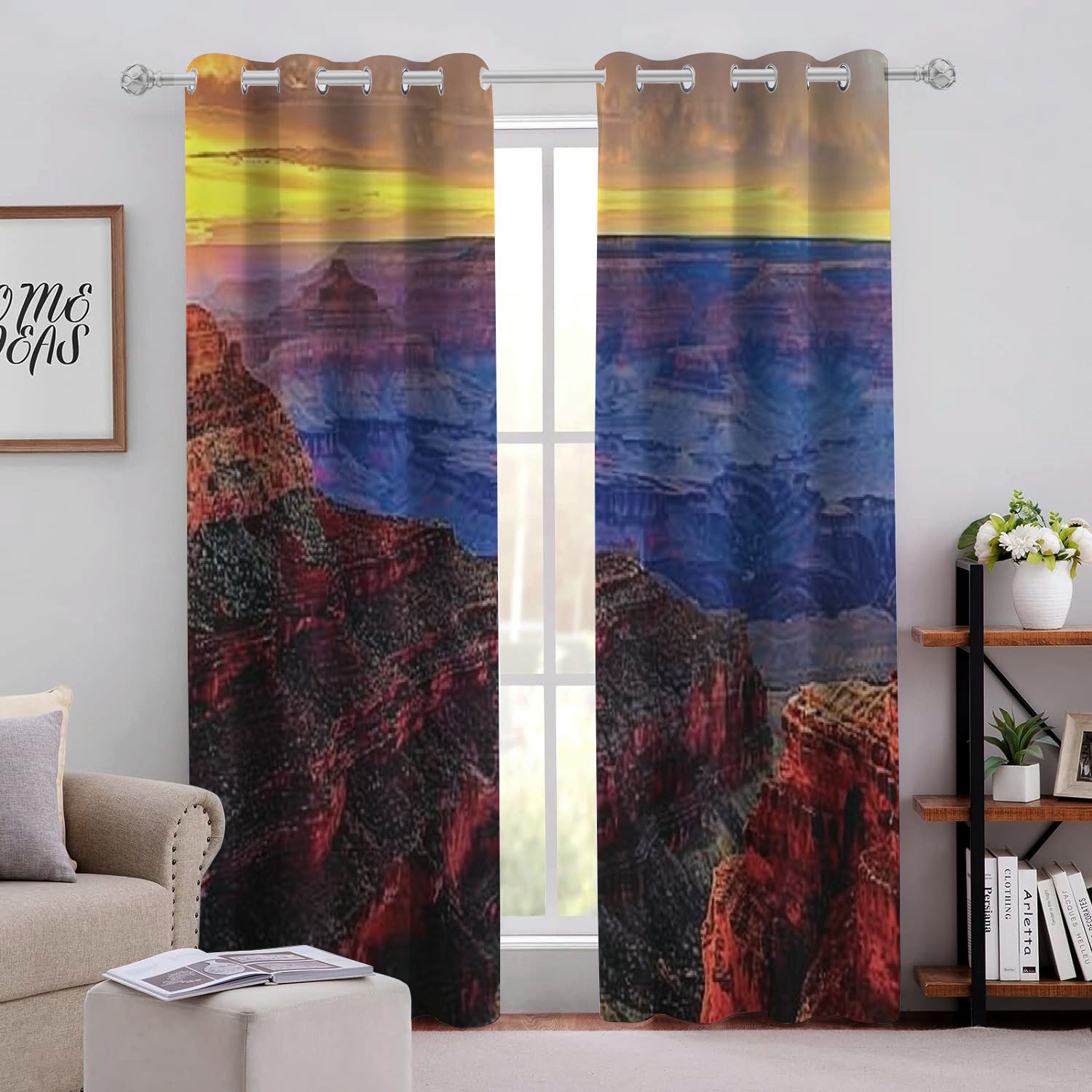 Facannap Sunset Perforated Blackout Curtains 2-Pack - Light Blocking ...