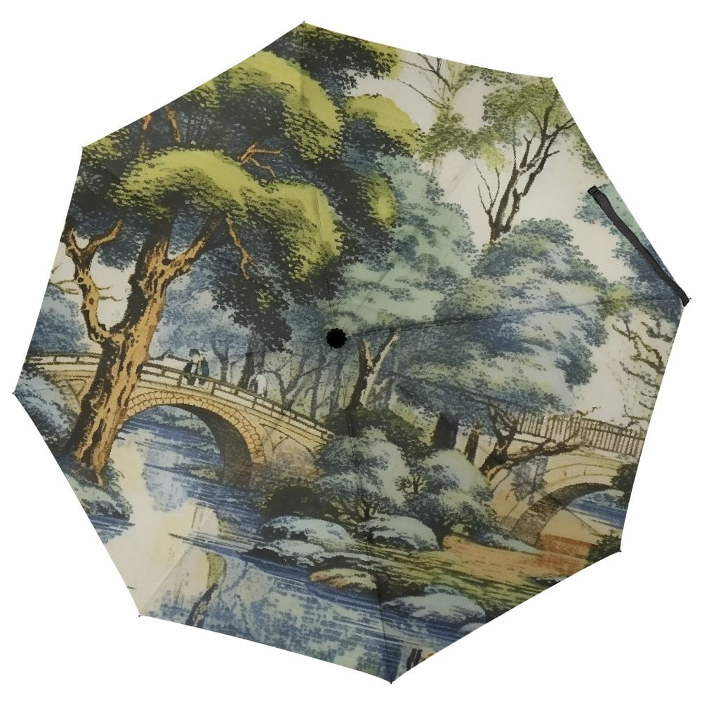 Facannap Trees Bridge Three-Fold Automatic Umbrella Folding Compact PG ...