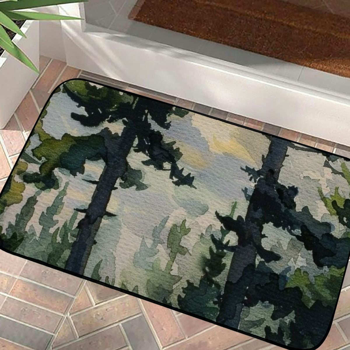 Facannap Trees Sky Sun Shining Through Felt Front Door Mat Outdoor ...