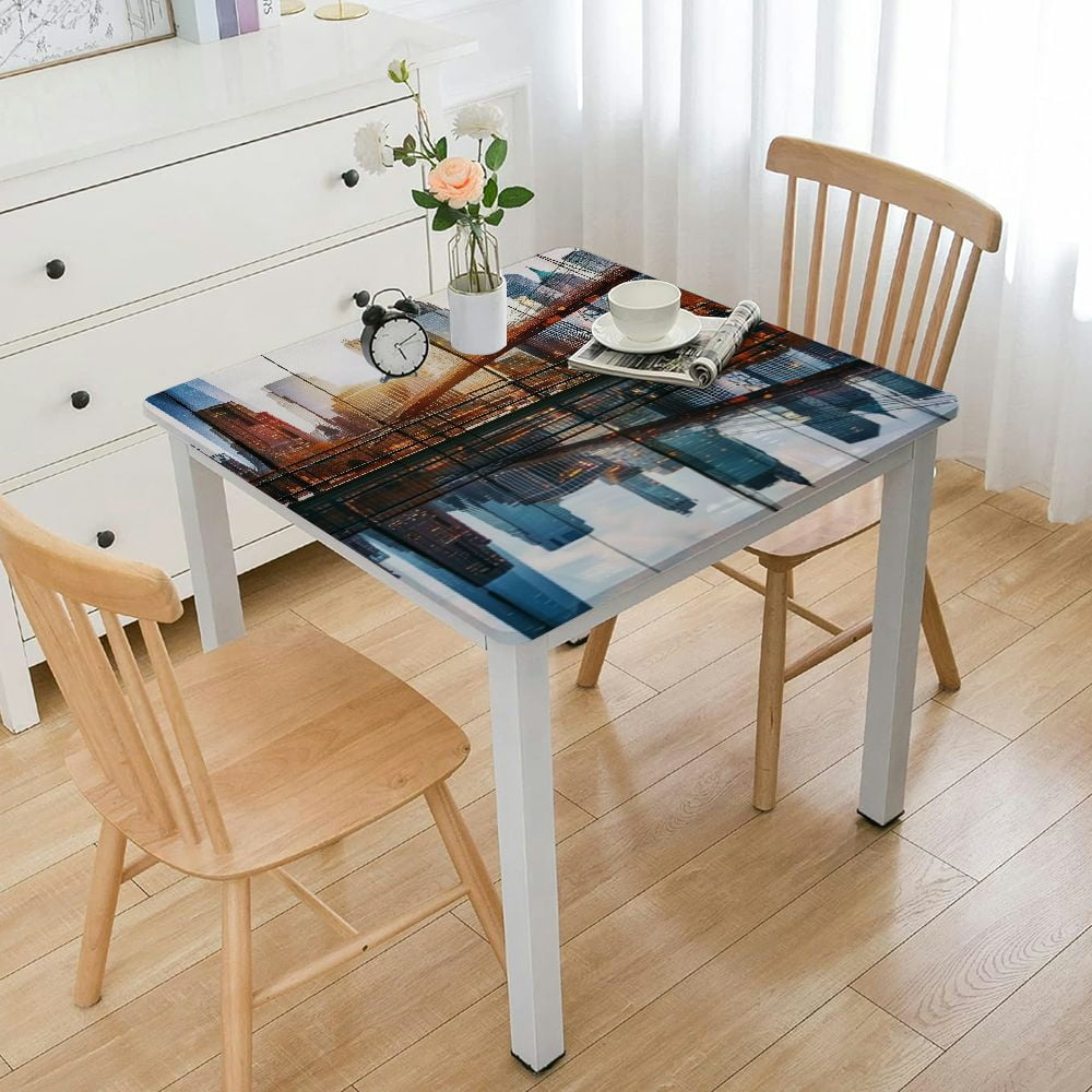 Facannap Urban Skyline Bridge Reflection Square Tablecloth 100% ...