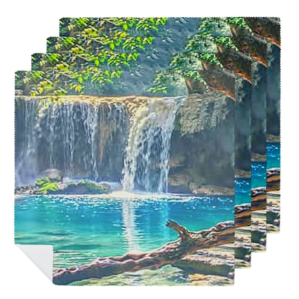 Facannap Waterfall Fallen Tree Branch Blue Pool of Water Cloth Napkins ...