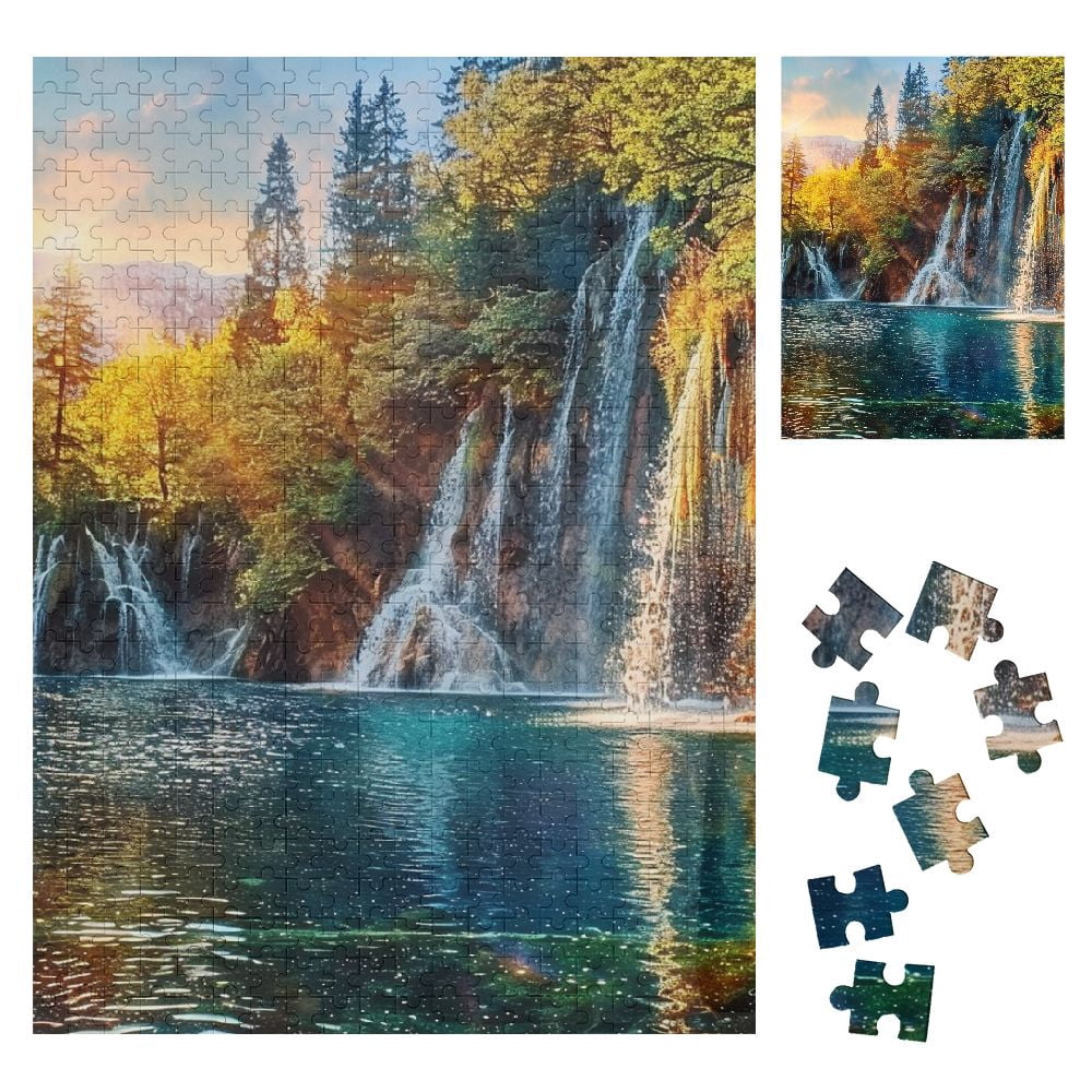 Facannap Waterfall Lake Trees Vertical Wooden Jigsaw Puzzle Impossible ...