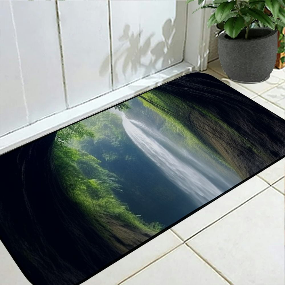 Facannap Waterfall Square Floor Mat Rug Burlap Felt for Home Entrance ...