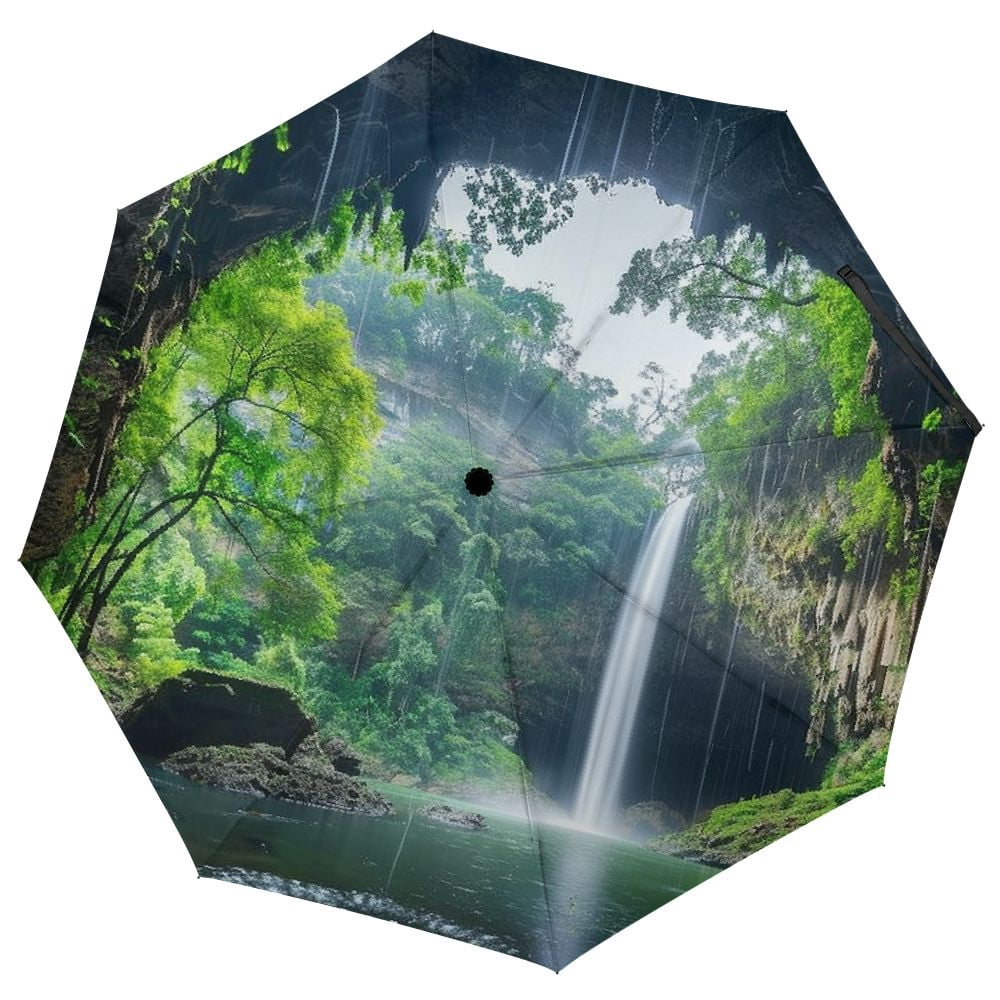 Facannap Waterfall Three-Fold Automatic Umbrella Compact With Windproof ...