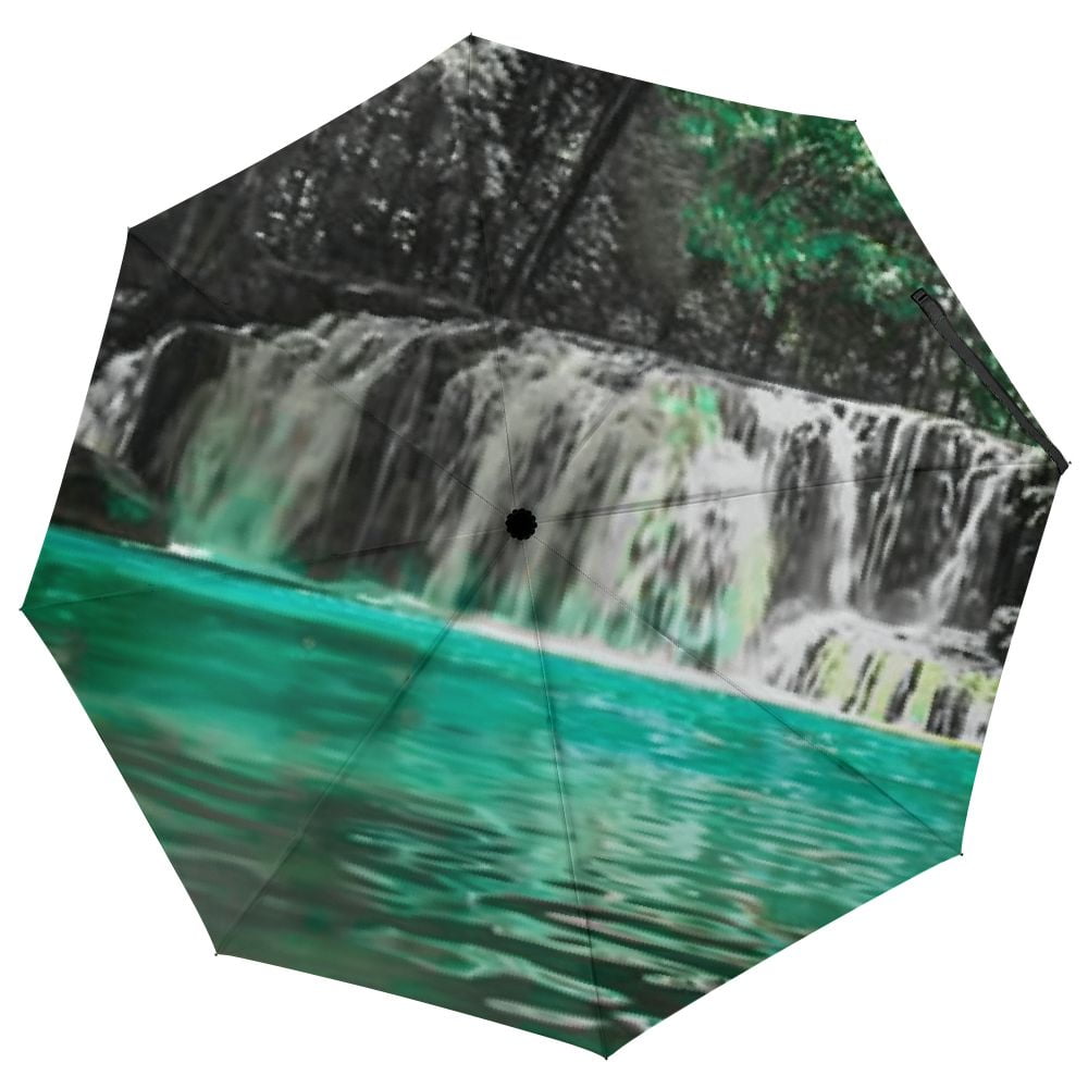 Facannap Waterfall Trees Pool Three-Fold Umbrella Automatic Open Close ...