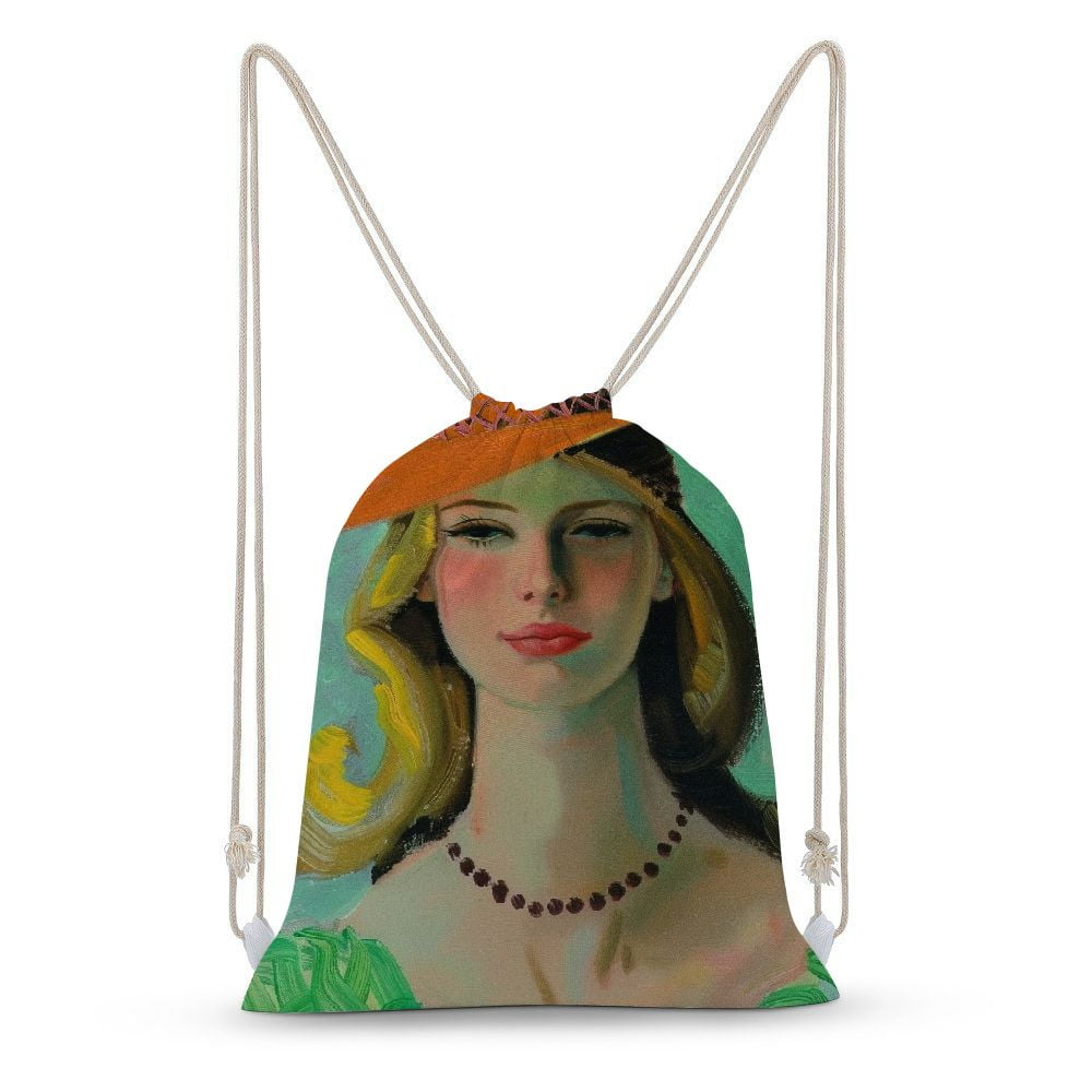 Facannap Woman Hat Dress Canvas Drawstring Backpack Travel Sackpack ...
