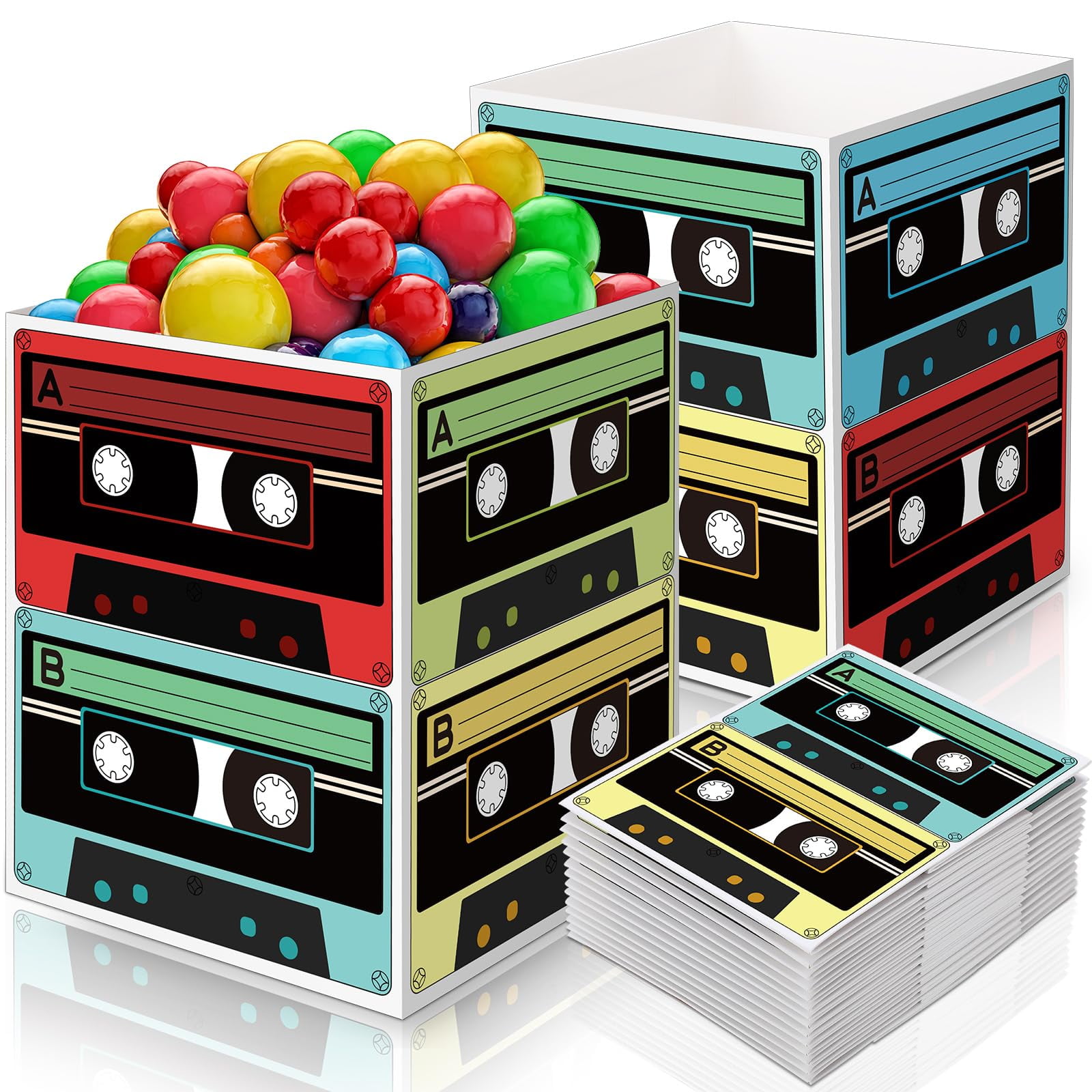 Faccito 16 Pcs 80's 90's Cassette Tape Bucket Centerpiece, 80's Party ...