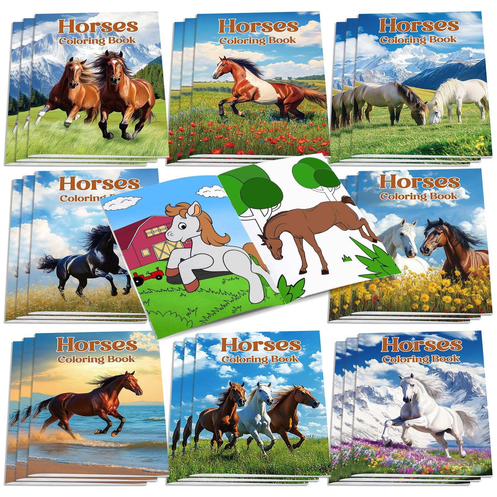 Faccito 24 Pcs Horse DHF10 Coloring Books Mini Animals Coloring ...