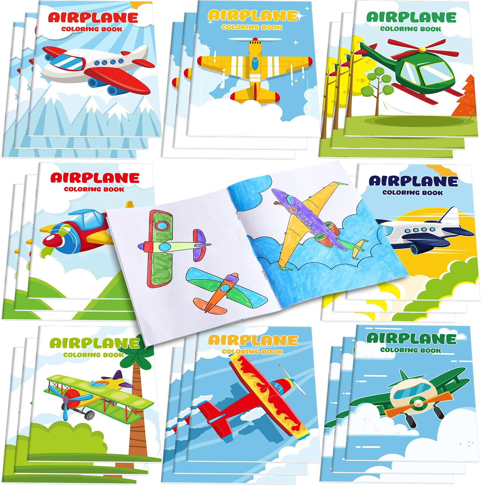 Faccito 24 Pcs Mini VTF5 Coloring Books Bulk Airplane Painting Book ...