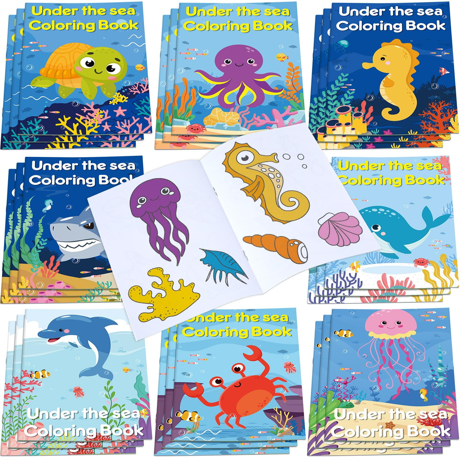 Faccito 24 Pcs Ocean MMF7 Animals Coloring Books Bulk Under The Sea ...