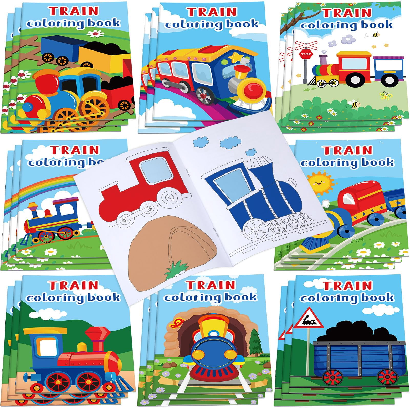 Faccito 24 Pcs Train Coloring Books Bulk Coloring Book Party Favors ...