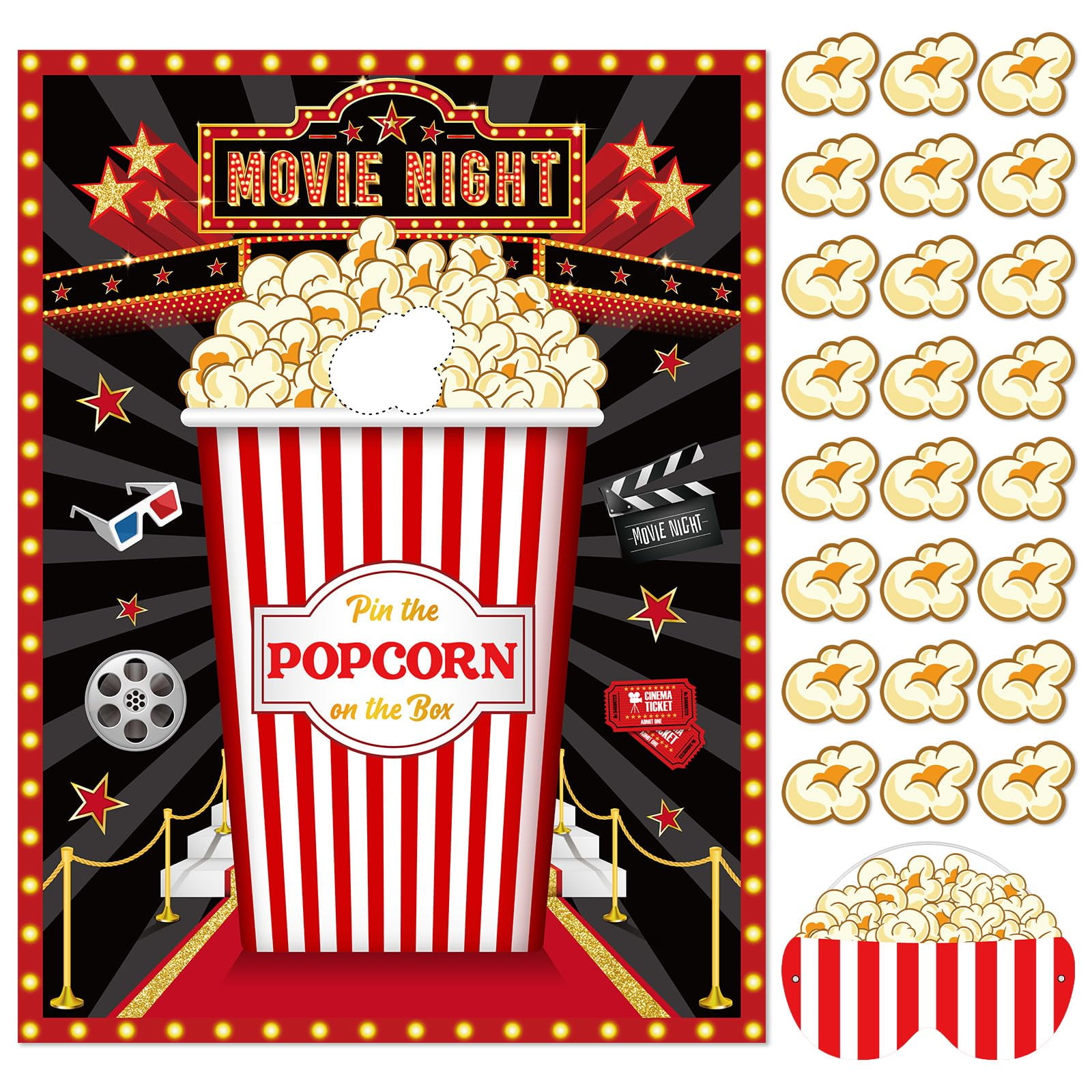 Faccito Movie Night Party Game Pin AIS1 the Popcorn the Box Large ...