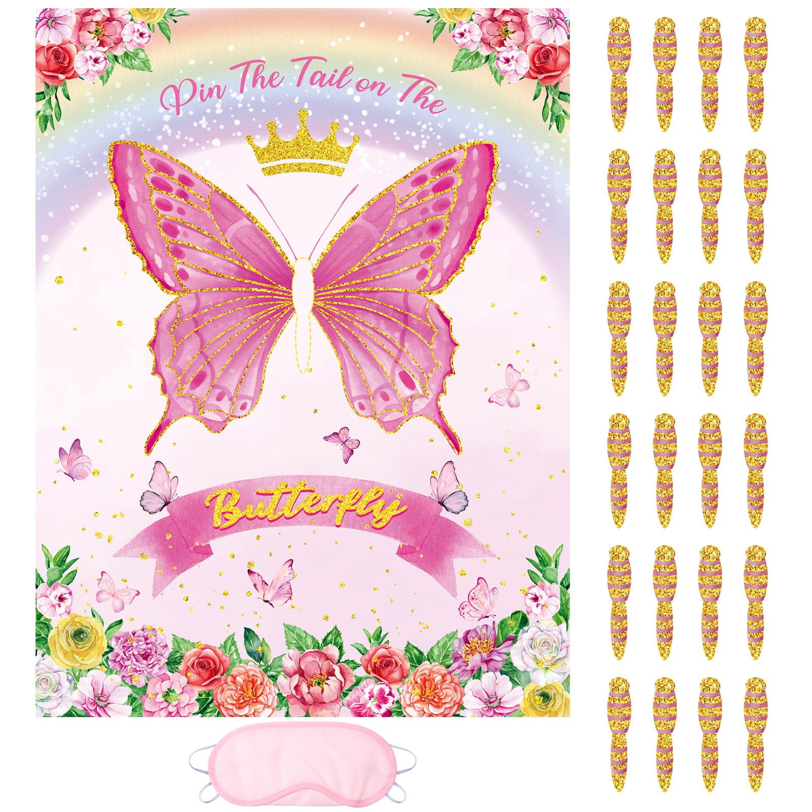 Faccito Pink Butterfly Pin The Tail Game Butterflies Game Birthday ...