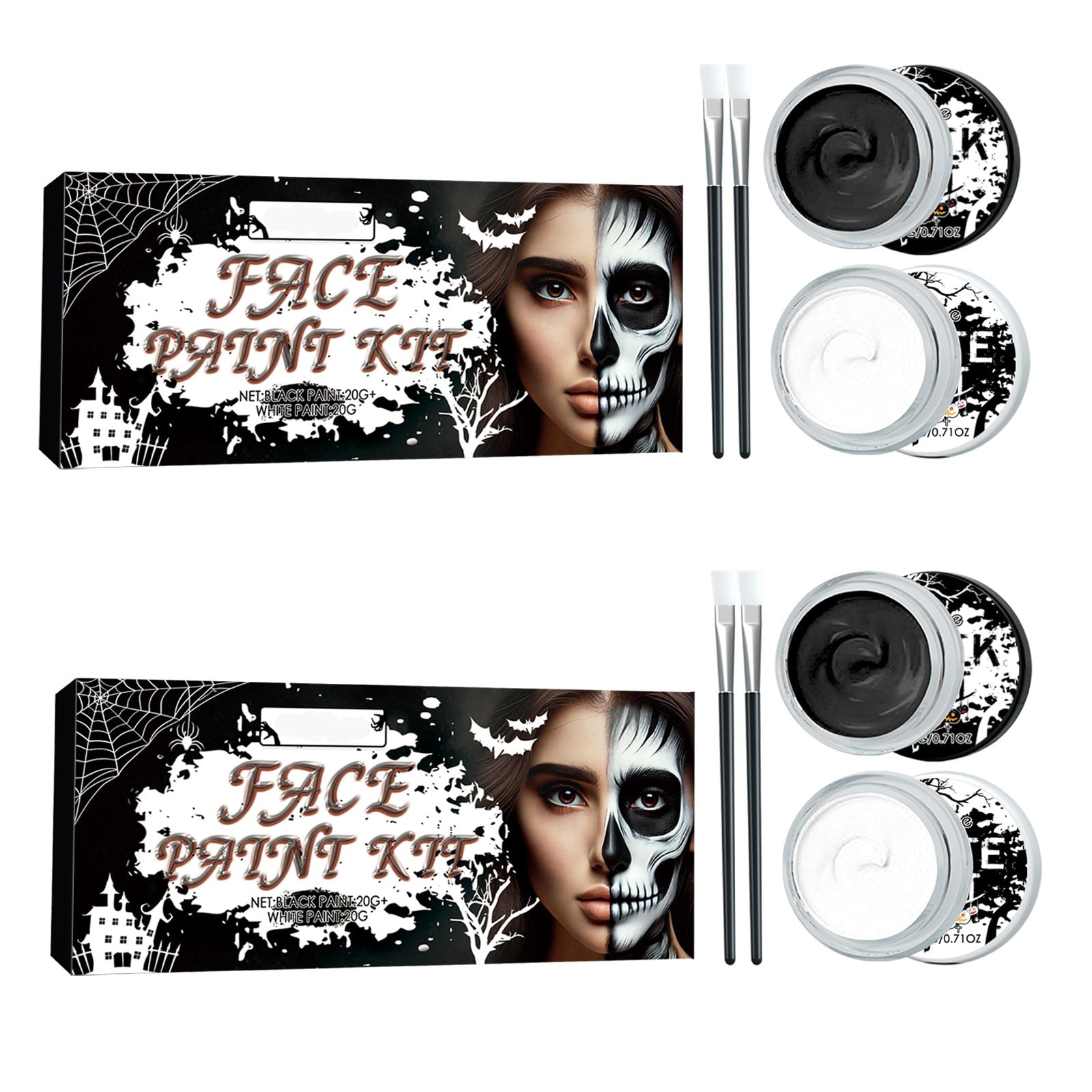 Face Body Paint Black White Face Painting Kits With Brushes High ...