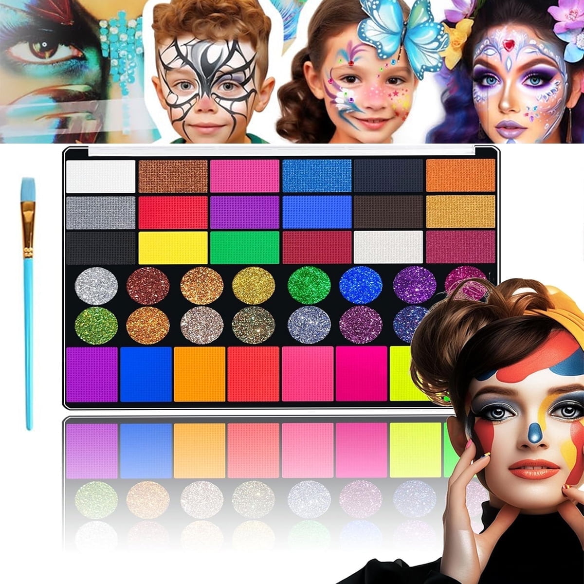 Face Body Painting Kit for Kids,Tutuviw 42 Colors Water Based Paints ...