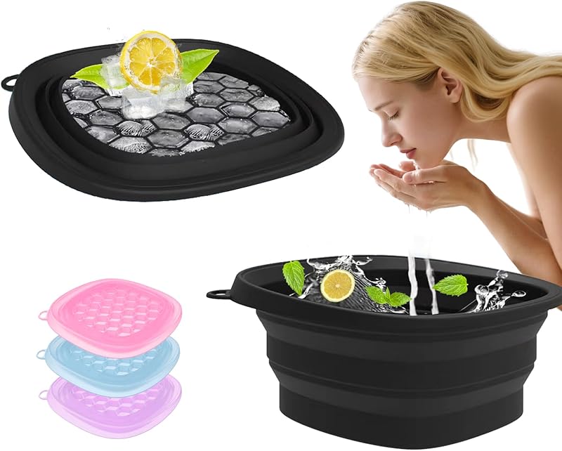 Face Bowl for Ice with Built-in IceTray,Collapsible Silicone Face Ice ...
