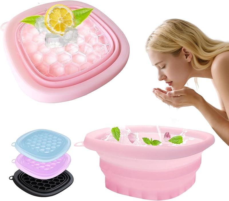 Face Bowl for Ice with Built-in IceTray,Collapsible Silicone Face Ice ...