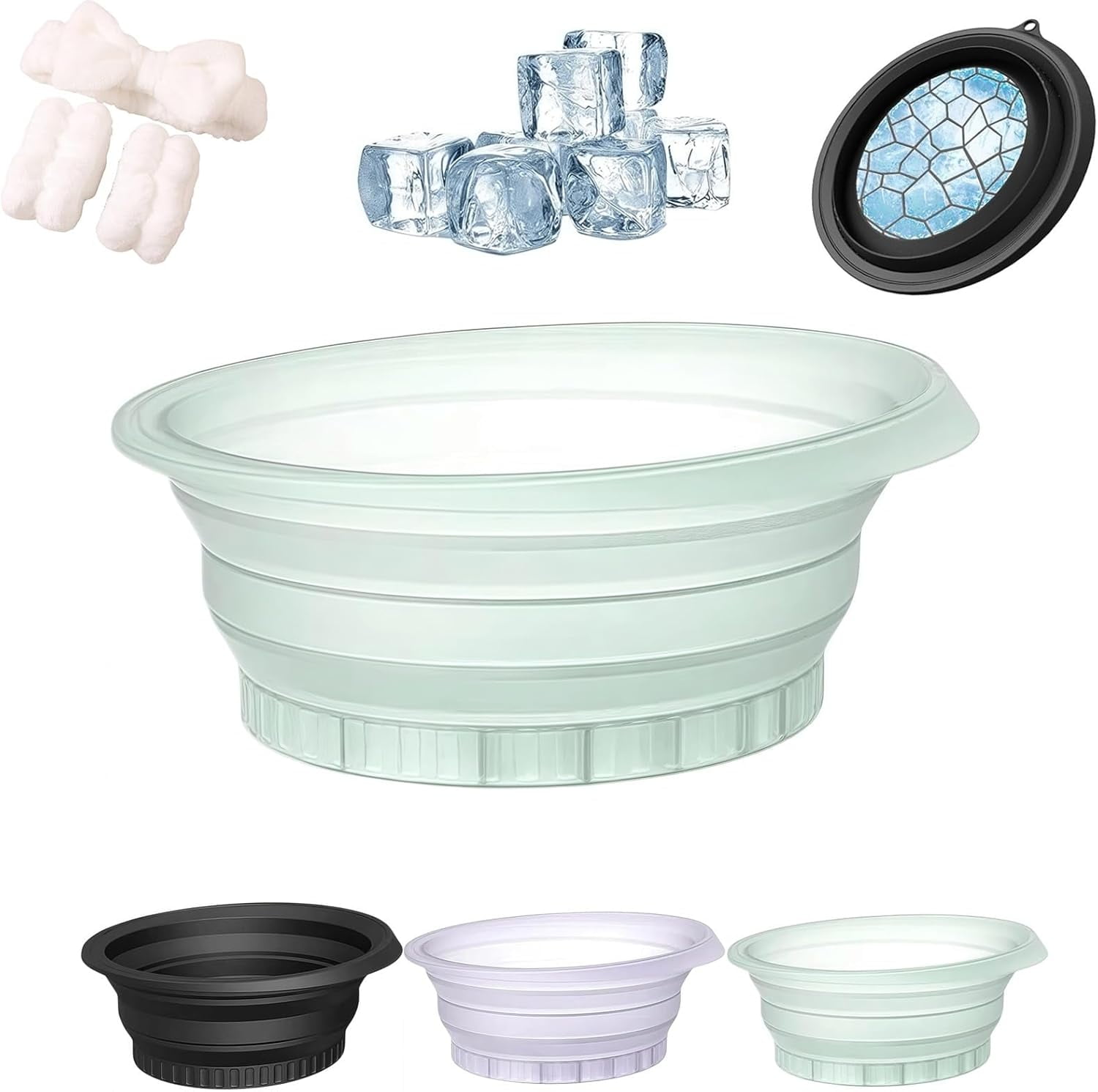 Face Bowl for Ice, face Ice Bath Bowl, Portable Silicone Foldable ...