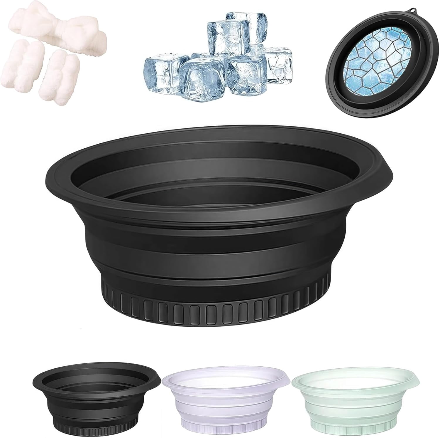 Face Bowl for Ice, face Ice Bath Bowl, Portable Silicone Foldable ...