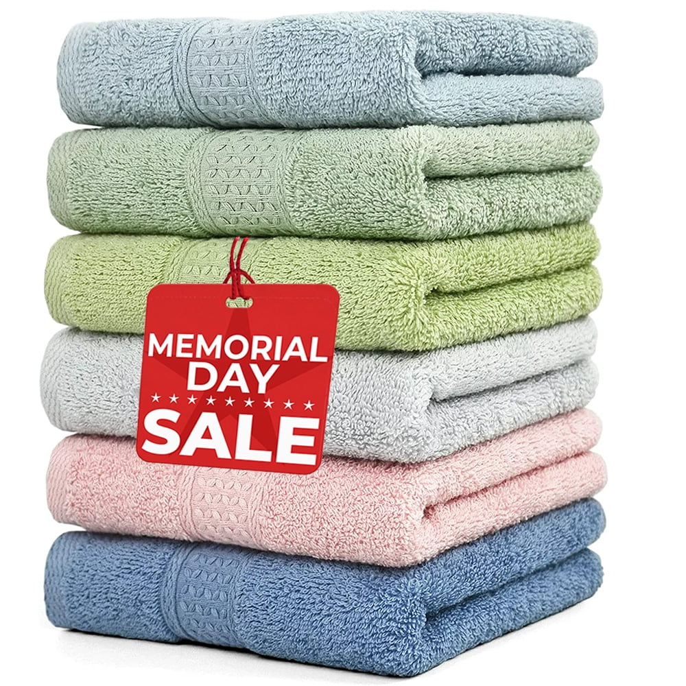 Face-Cloth Washcloths Set,100% Cotton, High Absorbent, 6-Pack 6 Colors ...