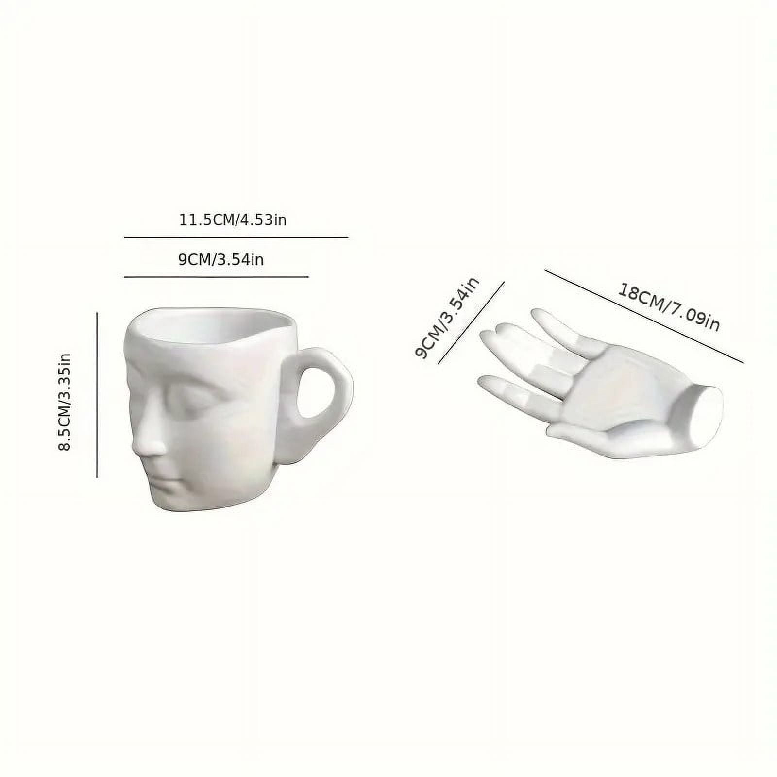 Face Coffee Mug, Unique Face Teacup with Hand Saucer and Spoon, 3D ...