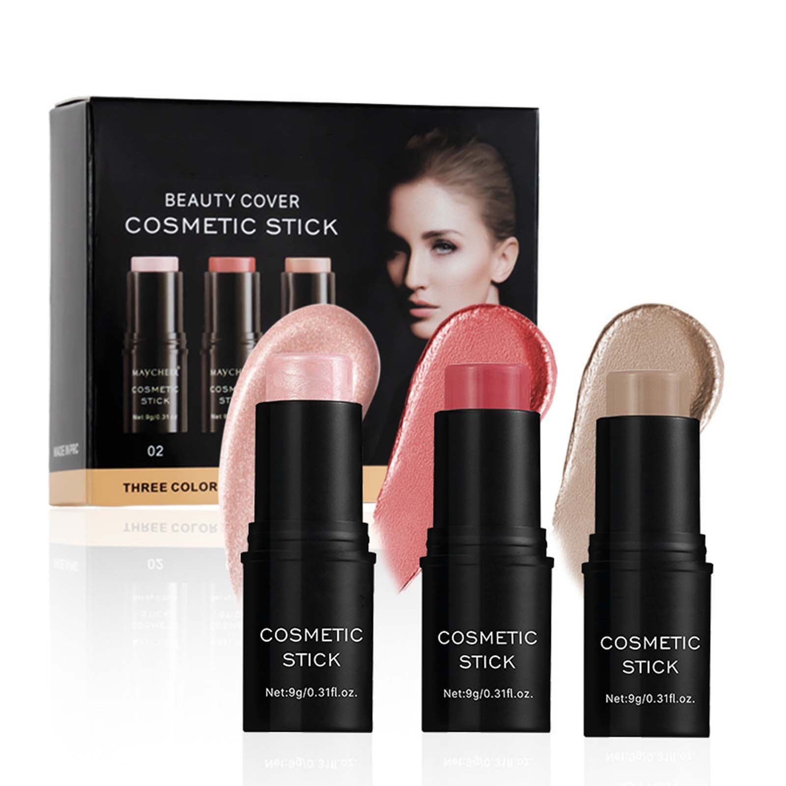 Face Contour Stick Set 3-Pack | Cream Blush Highlighter Bronzer Makeup ...