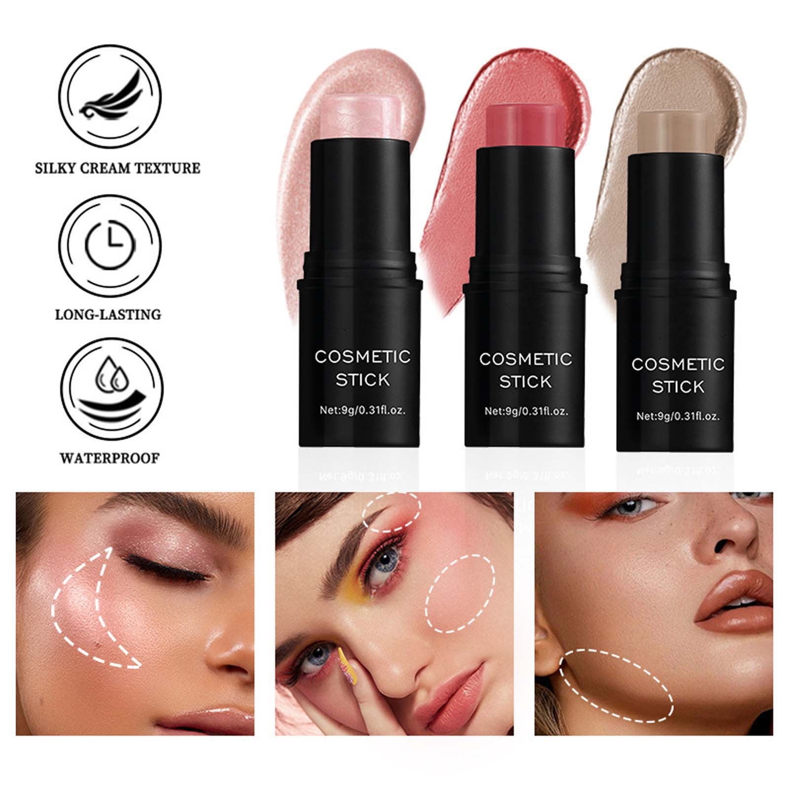 Face Contour Stick Set | 3-in-1 Cream Blusher Highlighter Bronzer ...