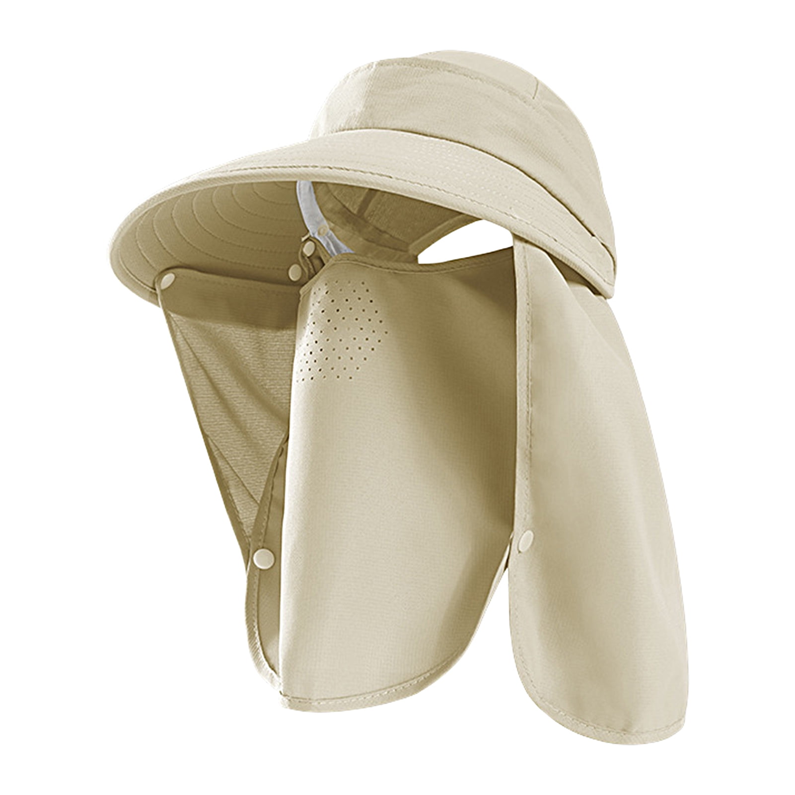 Face Cover Hat UV Protection Large Brim Solid Color Removable Hat Top ...