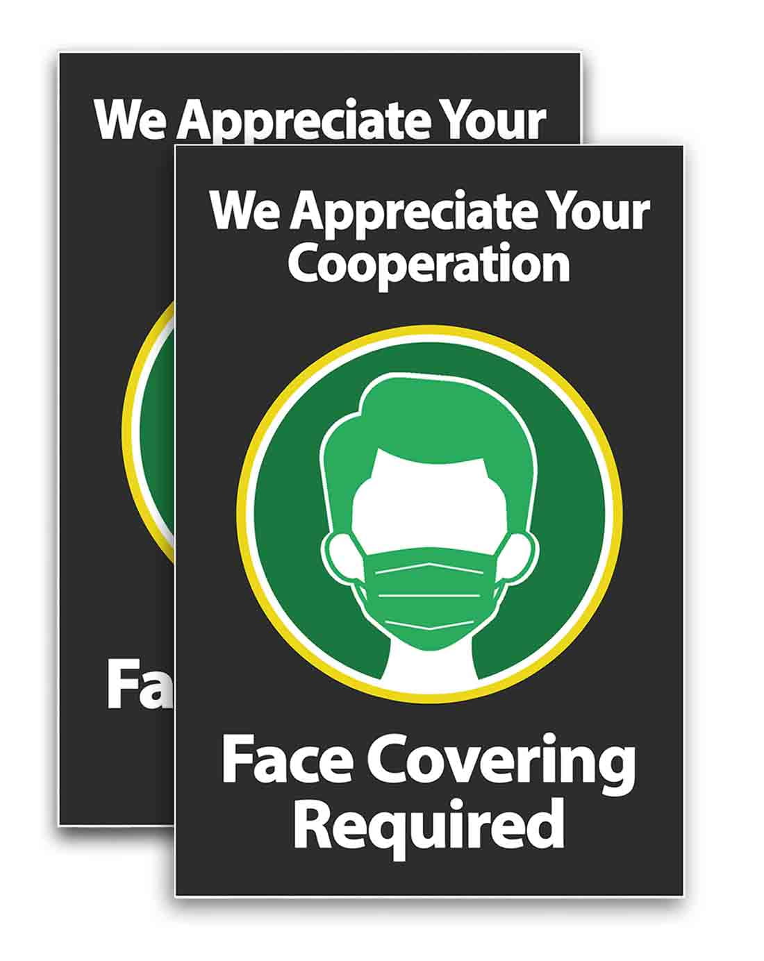 Face Covering Required (24" X 36") Vinyl Decal Only (Pack of 2) |Sign ...