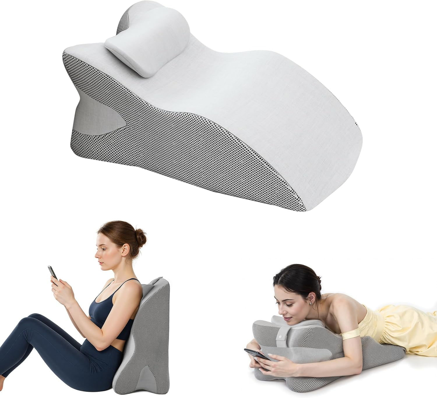 Face Down Pillow Ergonomic Prone Stomach Pillow for Bed Reading, Foam ...