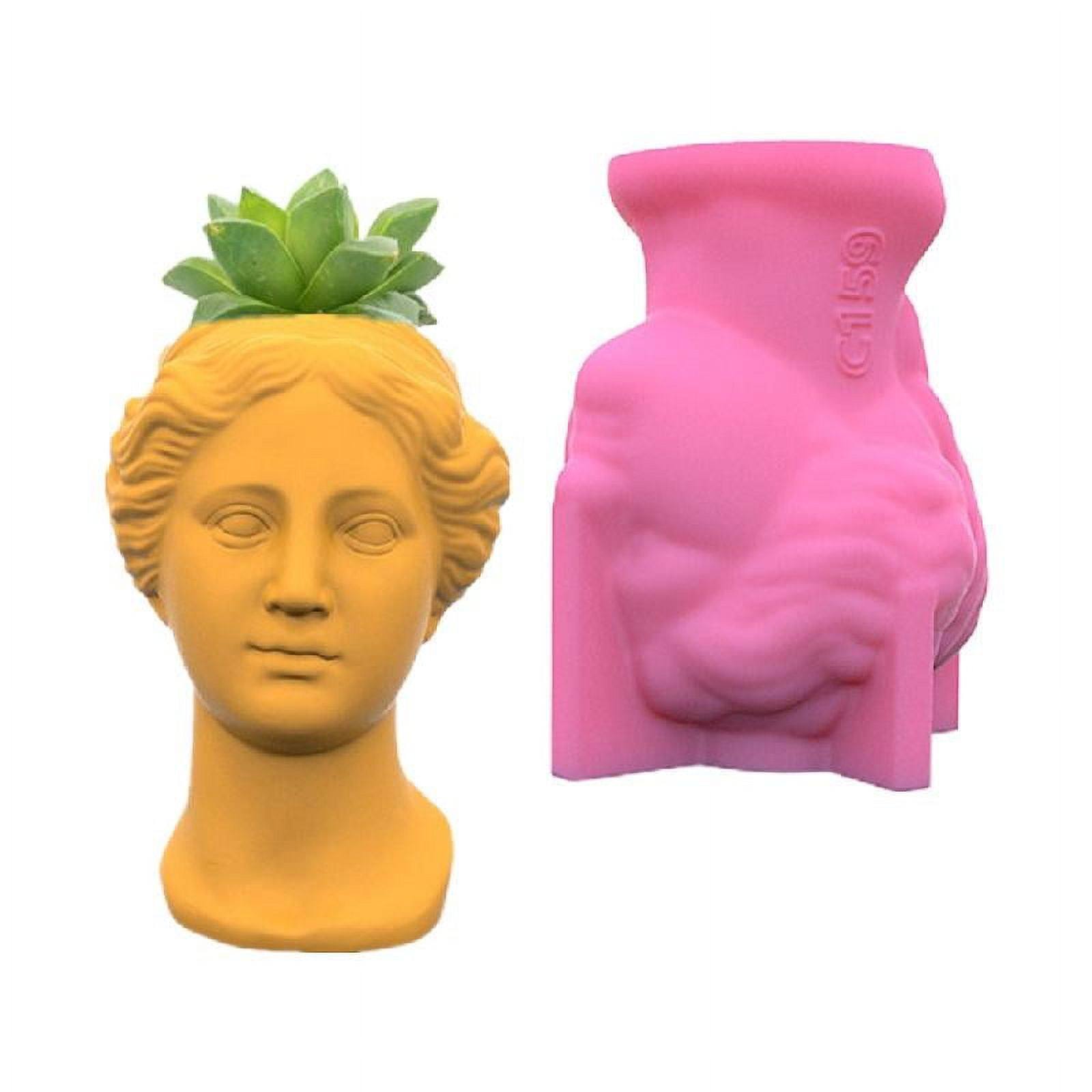 Face Flower Pot Concrete Mold Goddess Statue Planter Mold for Head ...