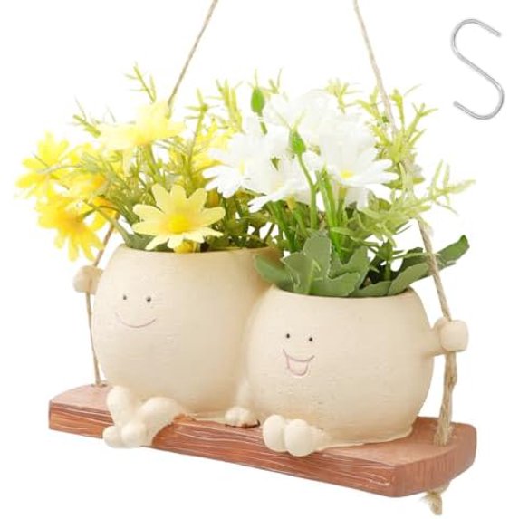 Face Flower Pot Small Swing Face Hanging Planter Pots Swinging ...