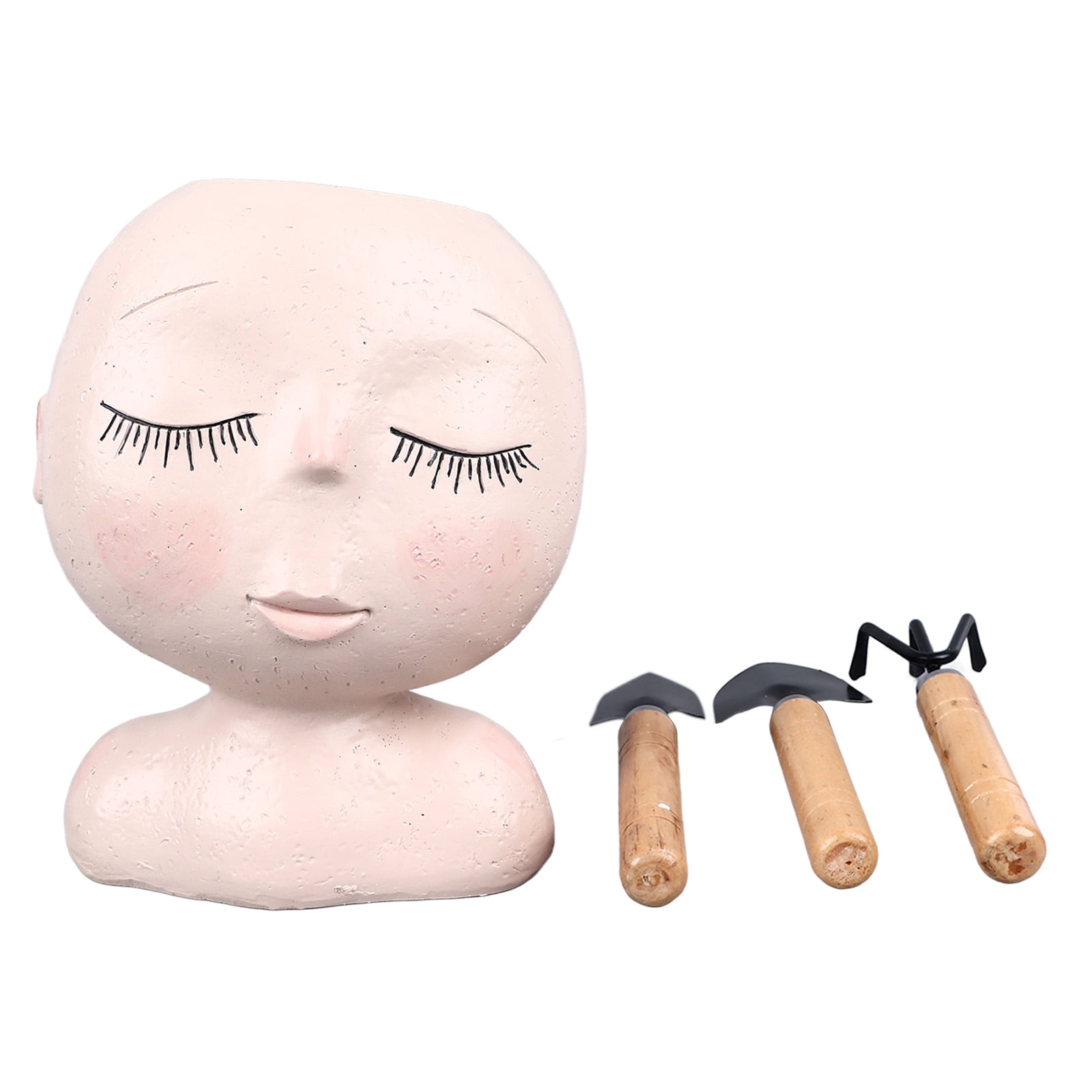 Face Flower Pot with 3 Shovels Drainage Hole Design Resin Tilt Head ...