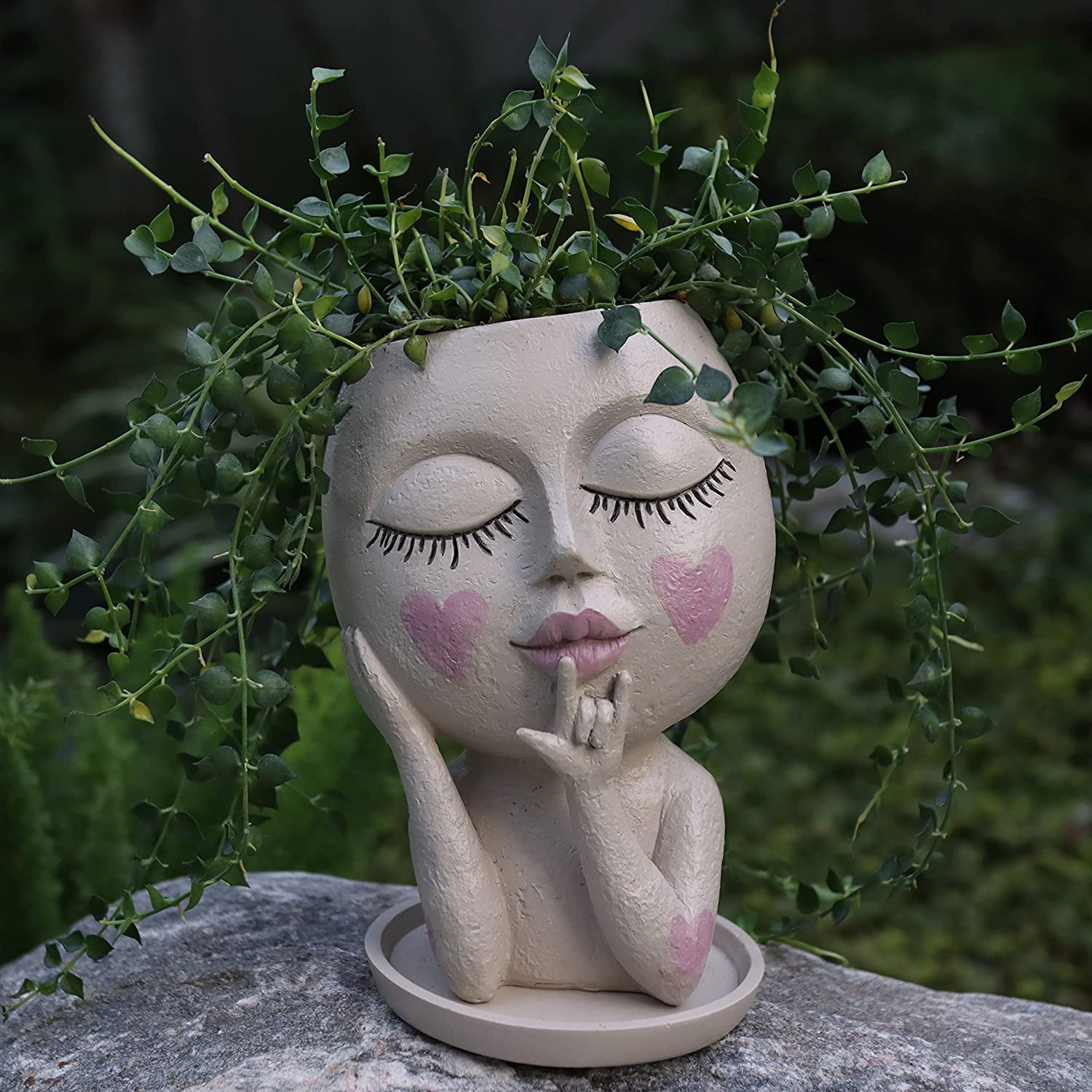 Face Flower Pots Head Planter, Cute Resin Face Planters for Indoor ...