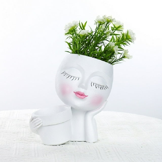 Face Flower Pots Head Planter,Sleeping Beauty Human Face Prop Flat ...