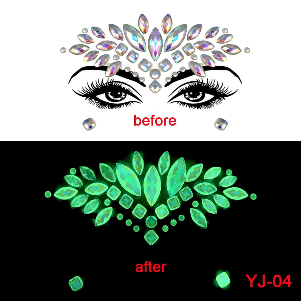 Face Gems Face Jewels Festival Rave Mermaid Rhinestone Fluorescent Body ...