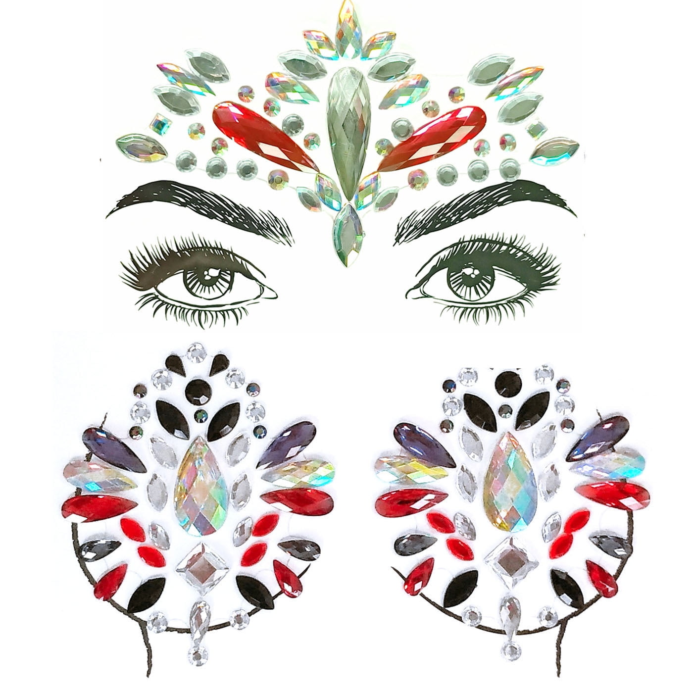 Face Gems Stickers Body Jewelry Stickers Crystal Tattoo Stickers for ...