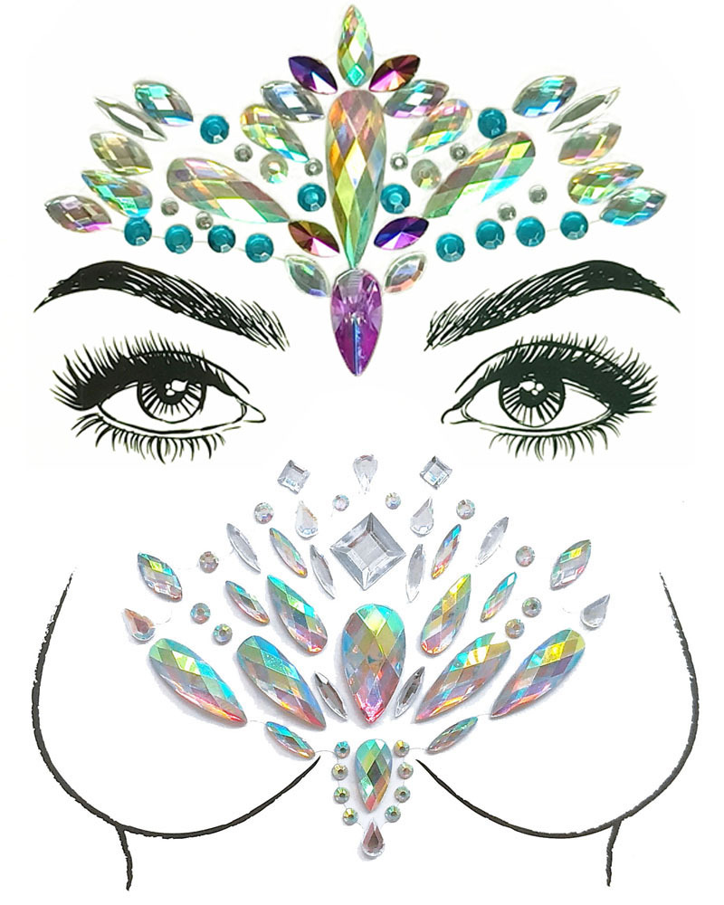 Face Gems Stickers Body Jewelry Stickers Crystal Tattoo Stickers for ...