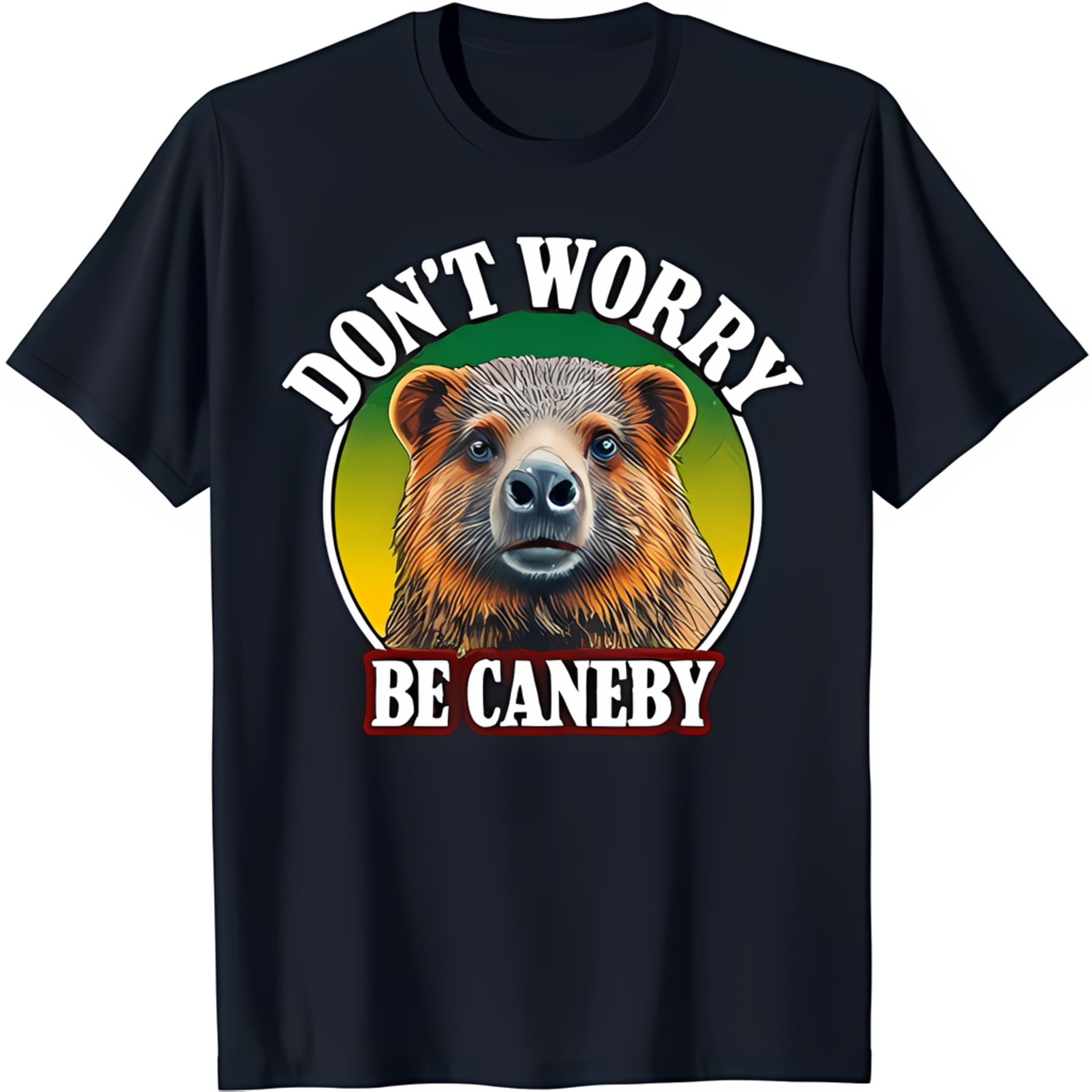 Face Graphic T-Shirt Don't Worry Be CaneBy Design on Dark Blue ...