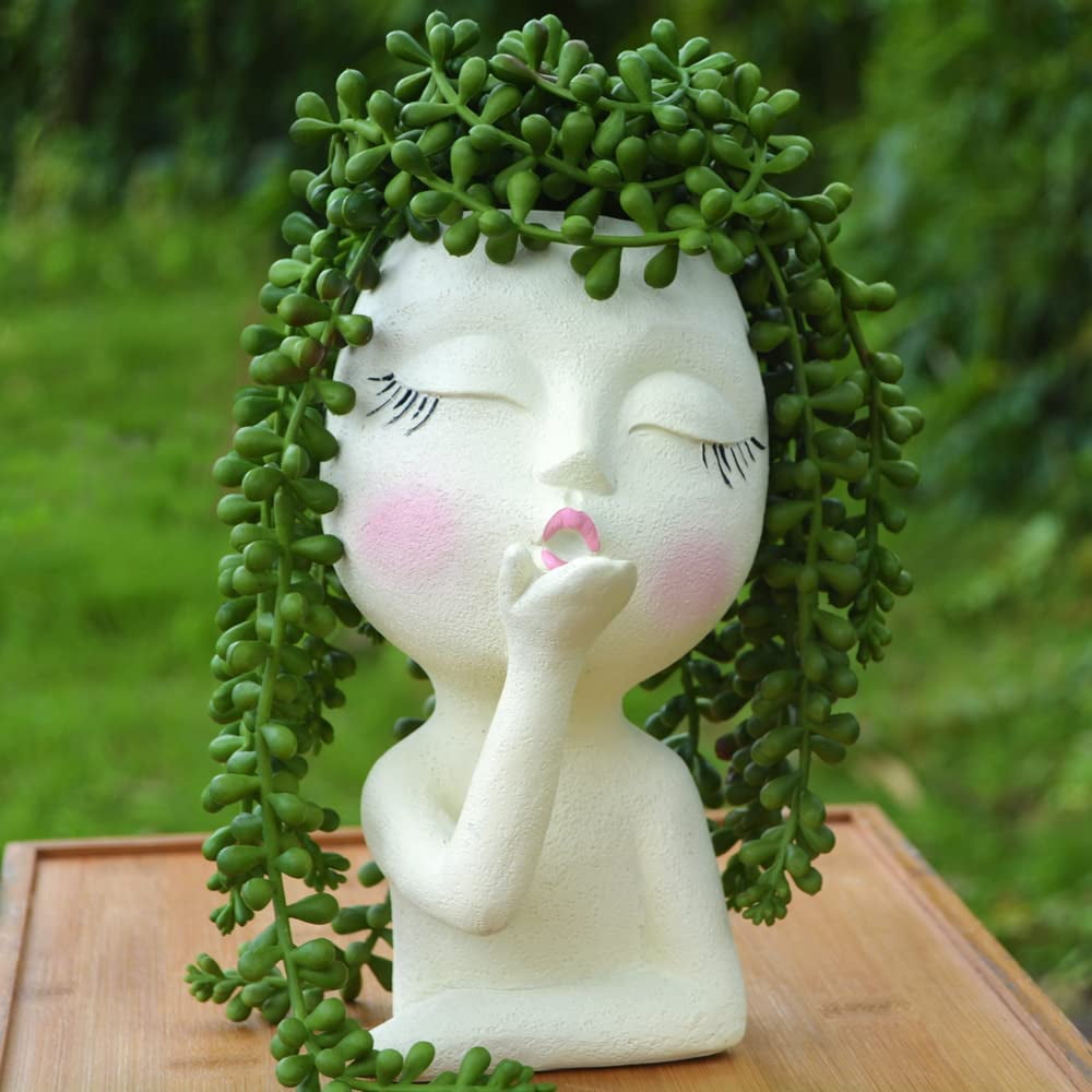 Face Head Plant Flower Pot, Kissing Girl Flowerpot, Lady Head Flower ...