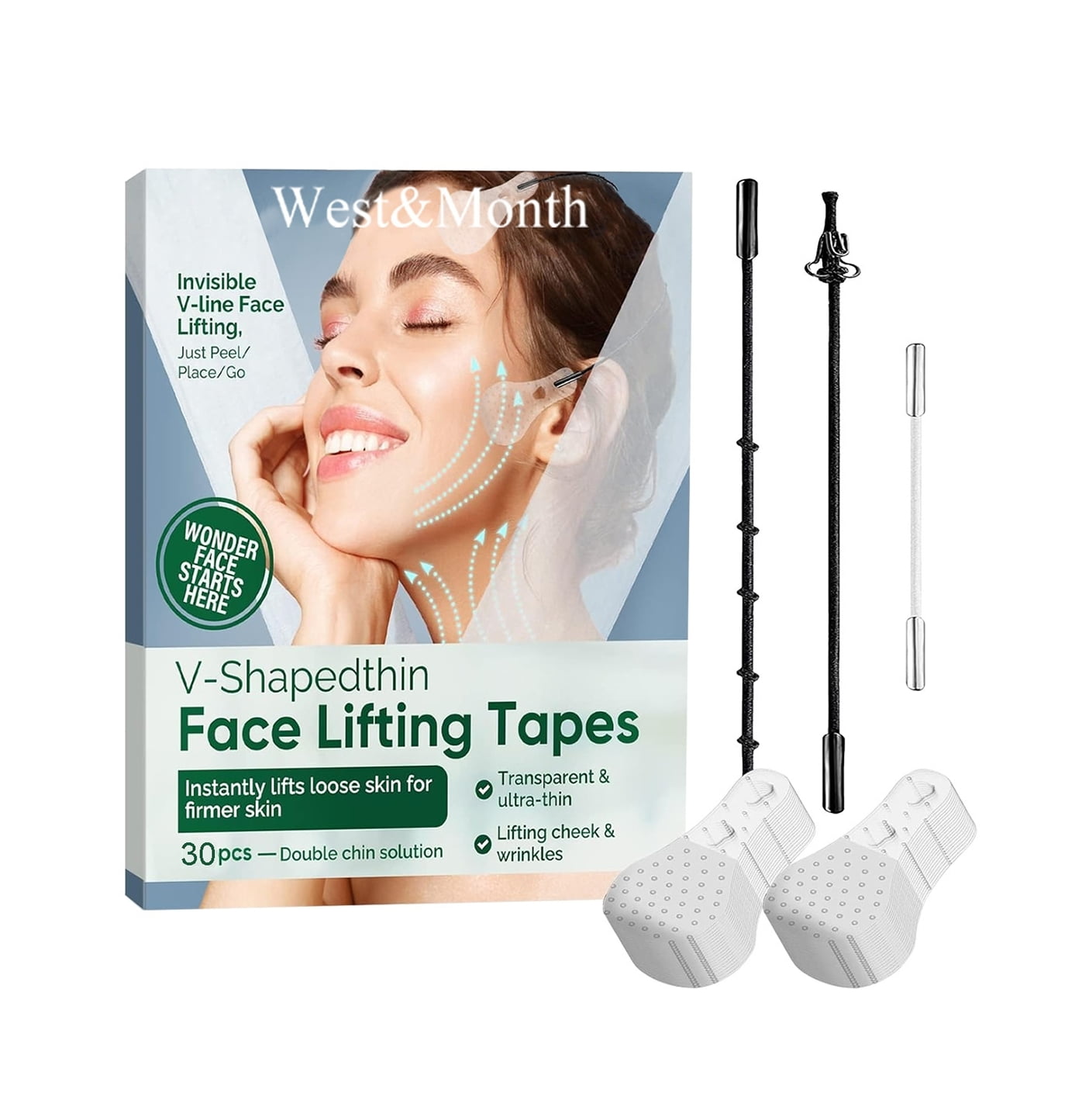 Face Lift Tape, 30Pcs Ultra-thin Invisible Face Tape with Lifting Ropes ...