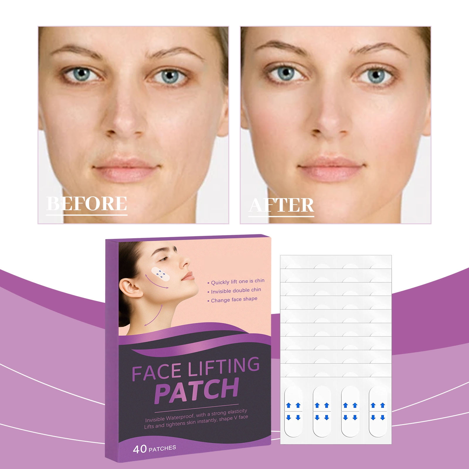 Face Lift Tape, 40 PCS Invisible Face Tape Face Lifting Face Tape ...