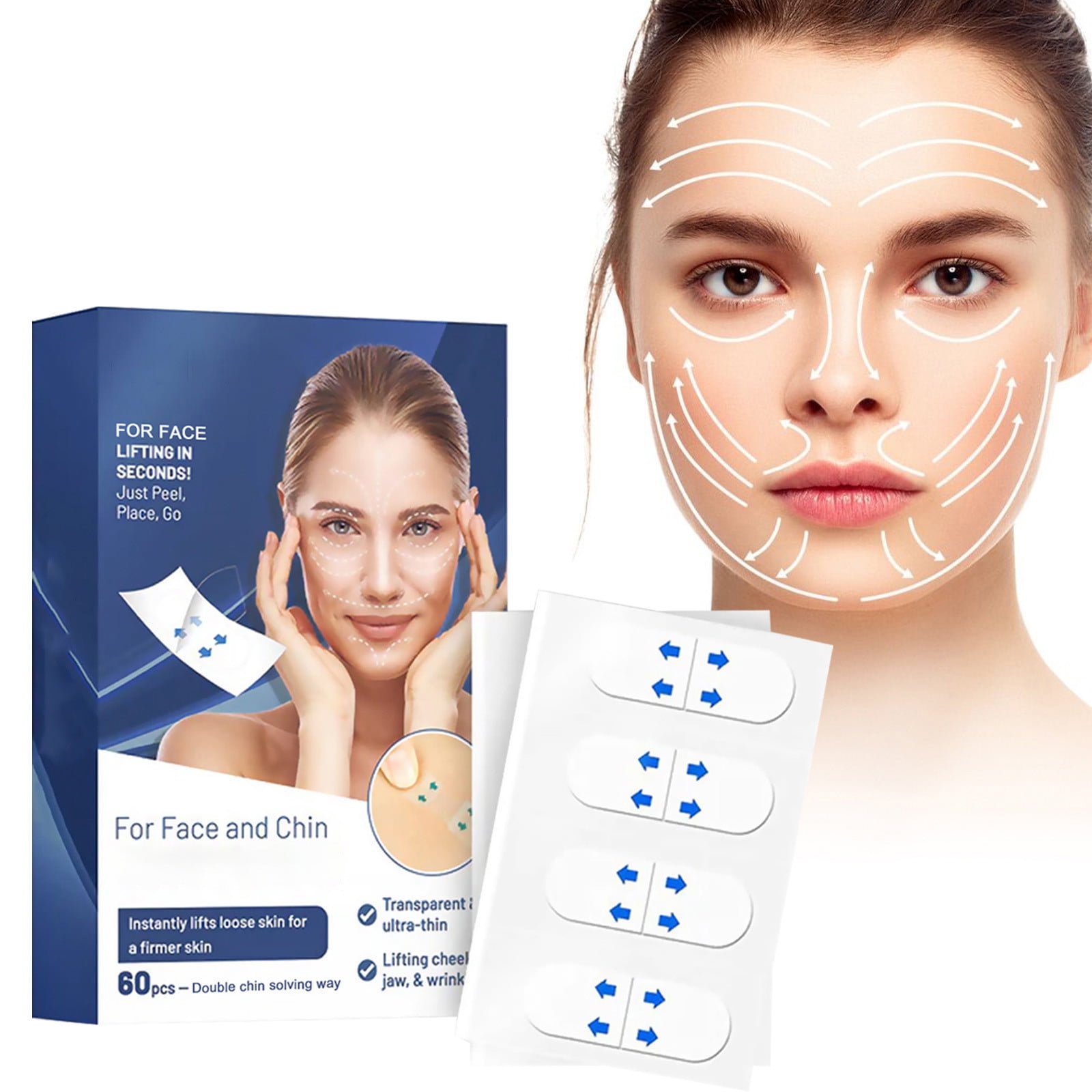 Face Lift Tape, 60Pcs Face Tape Lifting Invisible, Kinesiology Tape for ...