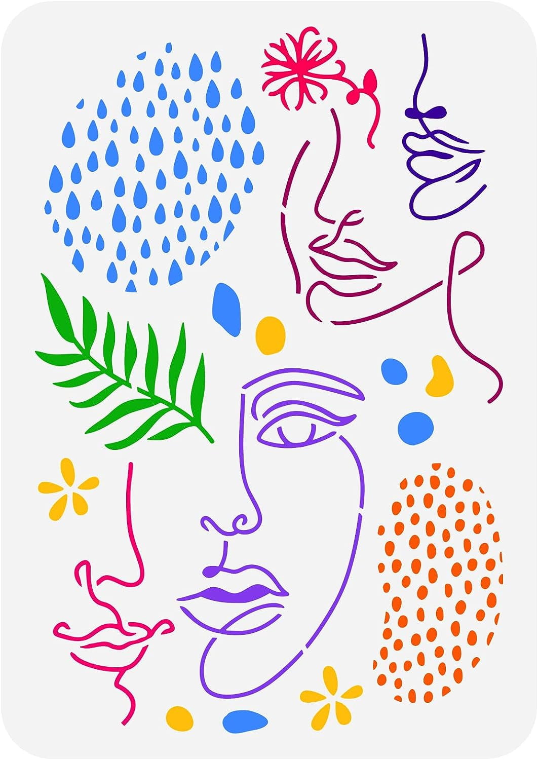 Face Line Stencil 11.7x8.3 inch Modern Abstract Lines Painting Stencil ...