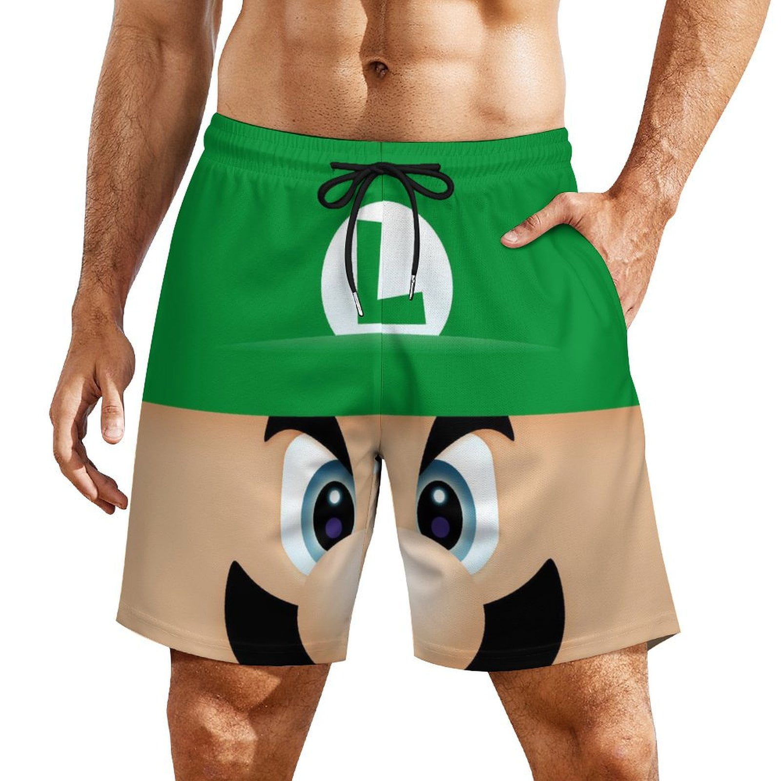 Face Luigi's Mansion Men's Board Shorts Swim Trunks Quick Dry Beach ...