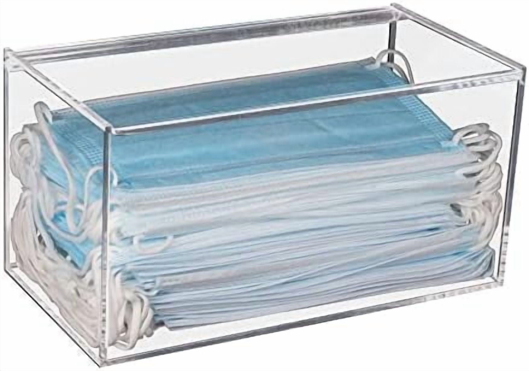Face Mask Dispenser with Hinged Lid, Countertop Acrylic Mask Storage ...